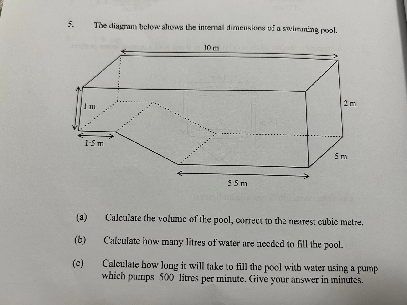 Solved The diagram below shows the internal dimensions of a | Chegg.com