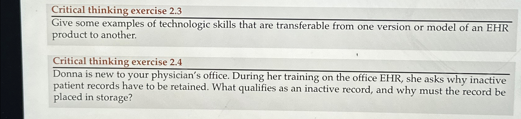 Solved Critical thinking exercise 2.3Give some examples of | Chegg.com