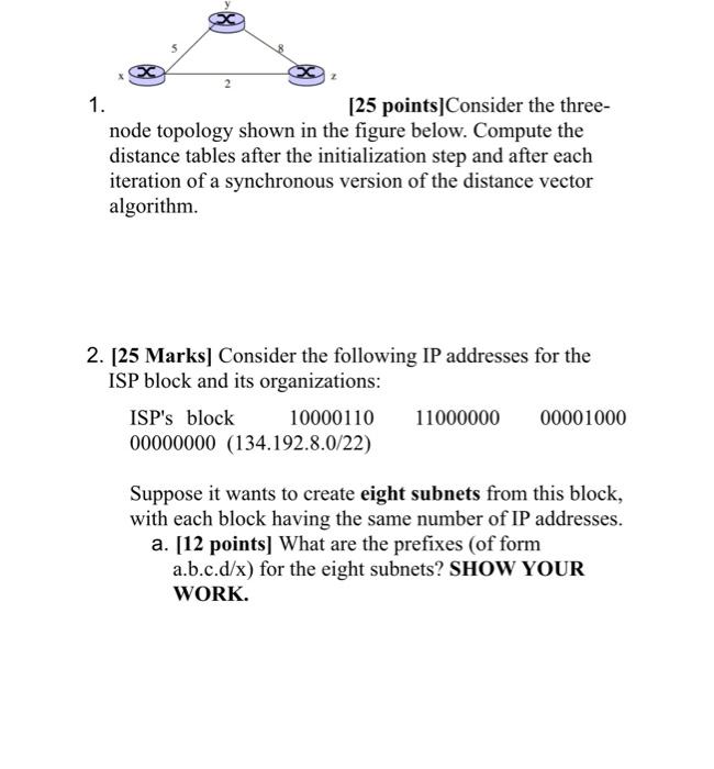 Solved 1. [25 points]Consider the three- node topology shown | Chegg.com