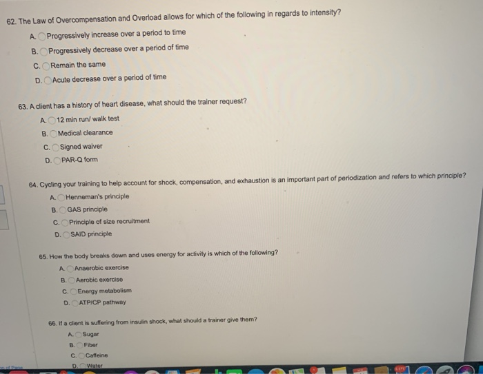 Solved 62. The Law of Overcompensation and Overload allows | Chegg.com