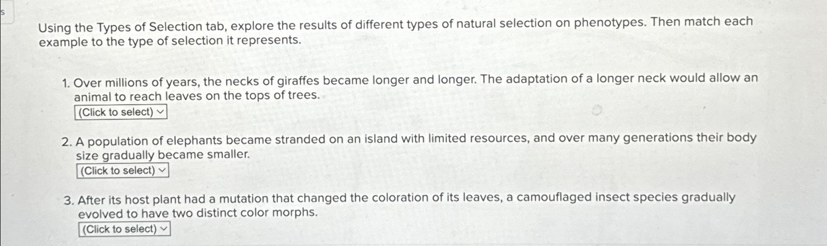 Solved Using the Types of Selection tab, explore the results | Chegg.com