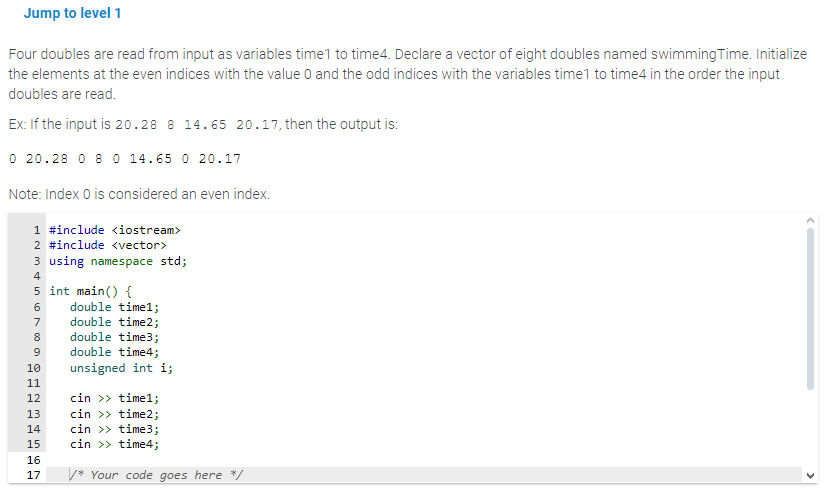 Solved Jump to ﻿level 1Four doubles are read from input as | Chegg.com
