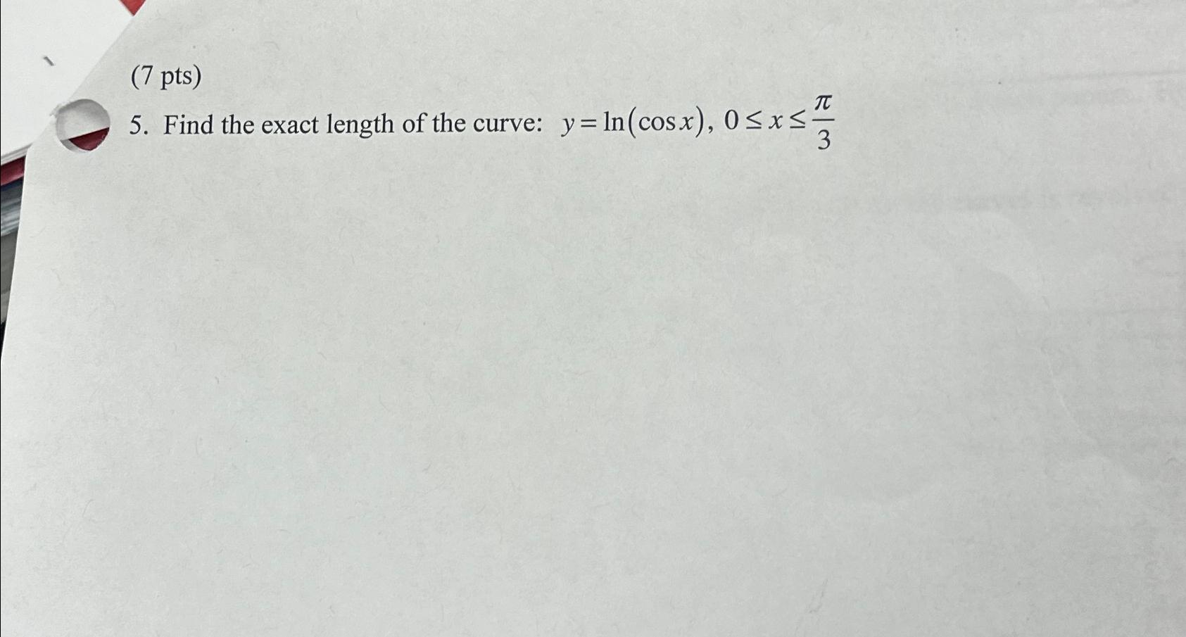Solved (7 ﻿pts)5. ﻿Find the exact length of the curve: | Chegg.com