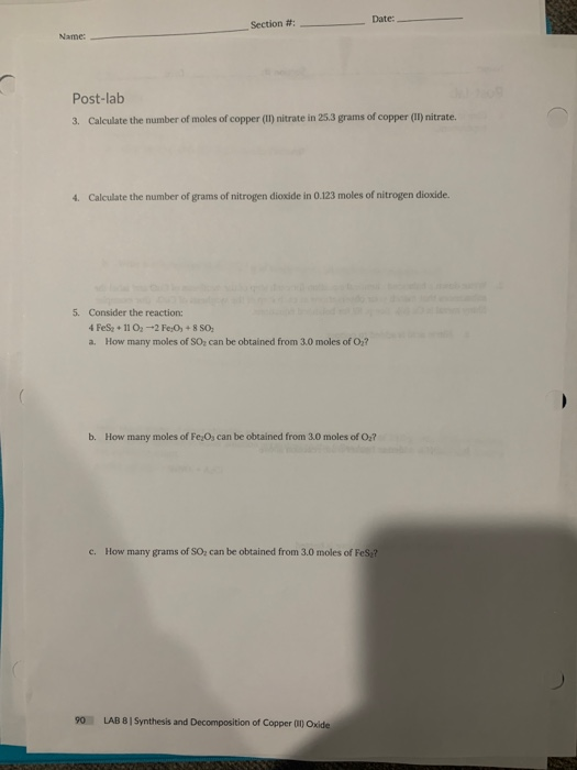 Solved Name Section Date Data Part A Synthesis Of 6268