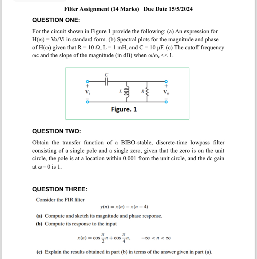 Solved Filter Assignment (14 ﻿Marks) ﻿Due Date | Chegg.com