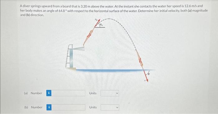Solved A diver springs upward from a board that is 3.20 m | Chegg.com
