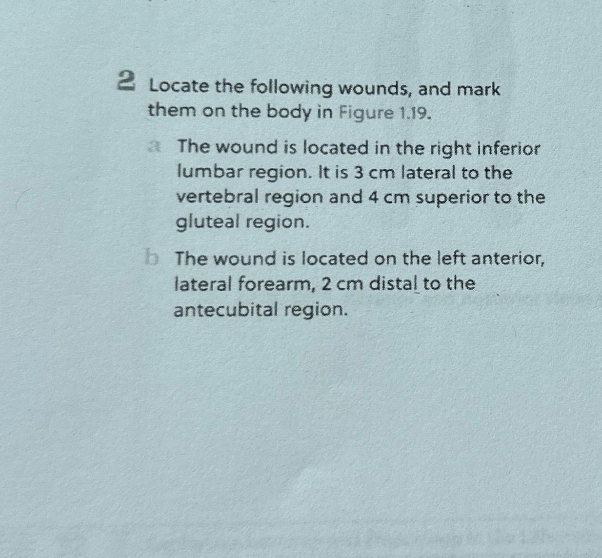 Solved 2 ﻿Locate the following wounds, and mark them on the | Chegg.com