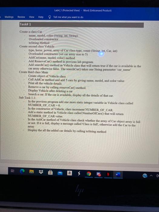 Solved Lab4 1 (Protected View) - Word (Unlicensed Product) | Chegg.com