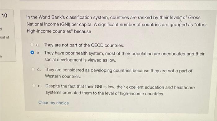 Solved In the World Bank's classification system, countries | Chegg.com