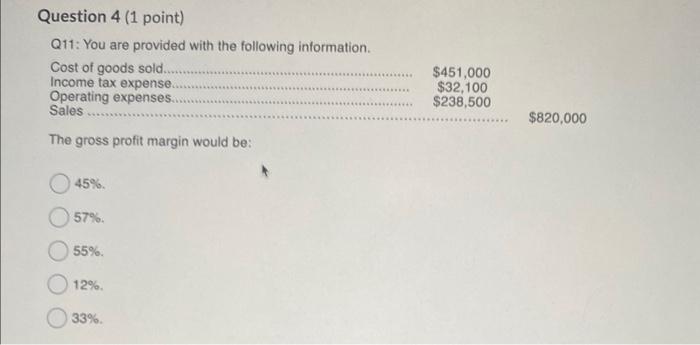 Solved Q11: You are provided with the following information. | Chegg.com