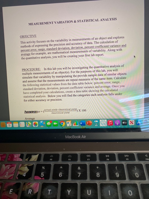 MEASUREMENT VARIATION & STATISTICAL ANALYSIS | Chegg.com