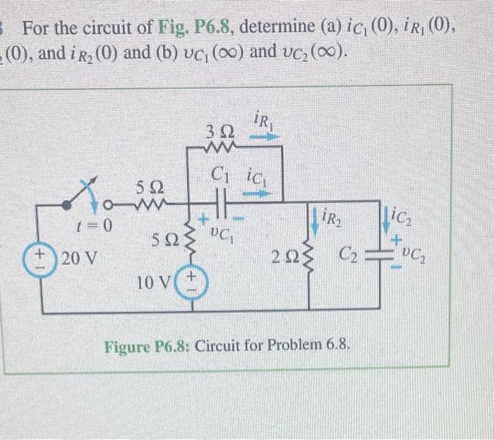 Solved For the circuit of Fig. P6.8, determine (a) | Chegg.com