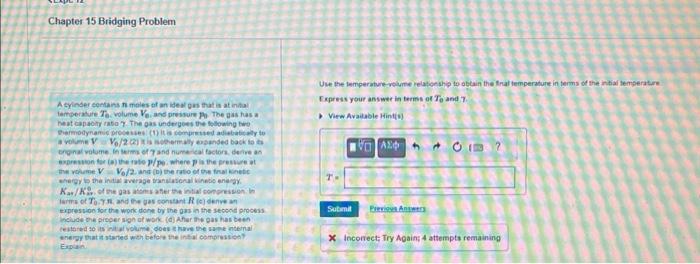 Solved Chapter 15 Bridging Problem A cyinder eentains n | Chegg.com