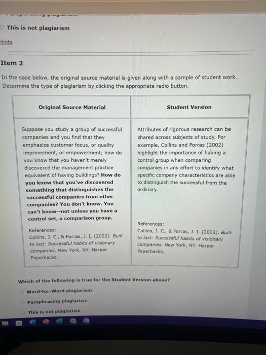 Iu plagiarism test. 1-10, which of the following is | Chegg.com