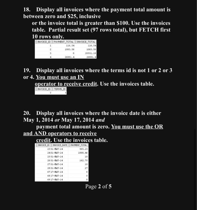 Solved Lab 2 - SQL Each problem is worth one point. The | Chegg.com