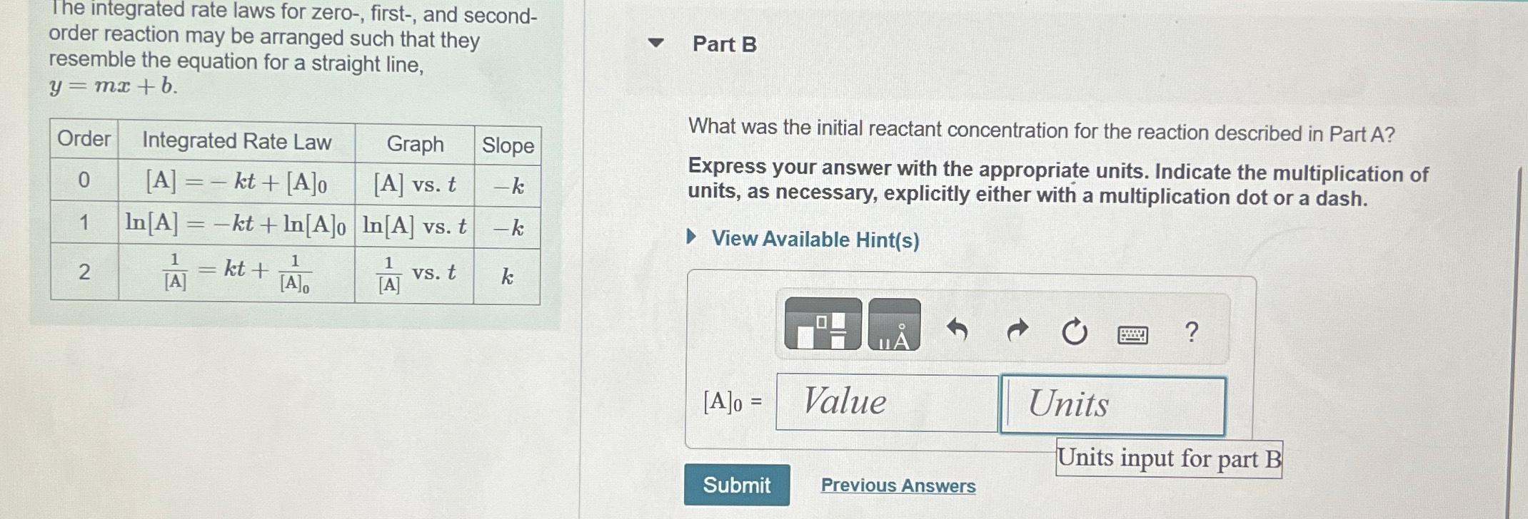 Solved The integrated rate laws for zero-, ﻿first-, ﻿and | Chegg.com