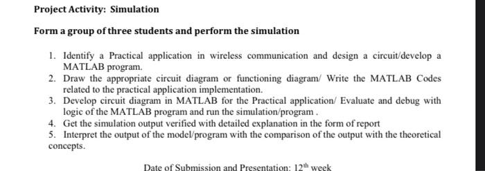 Solved Project Activity: Simulation Form a group of three | Chegg.com
