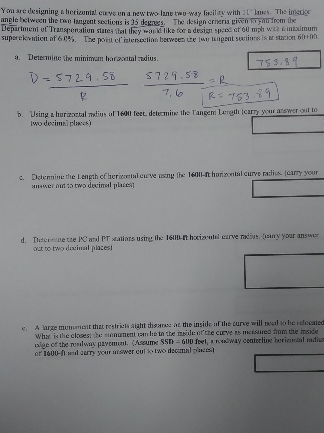 Solved You are designing a horizontal curve on a new | Chegg.com