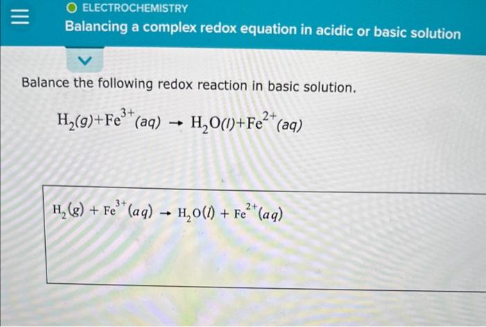 Solved Balance the following redox reaction in basic | Chegg.com