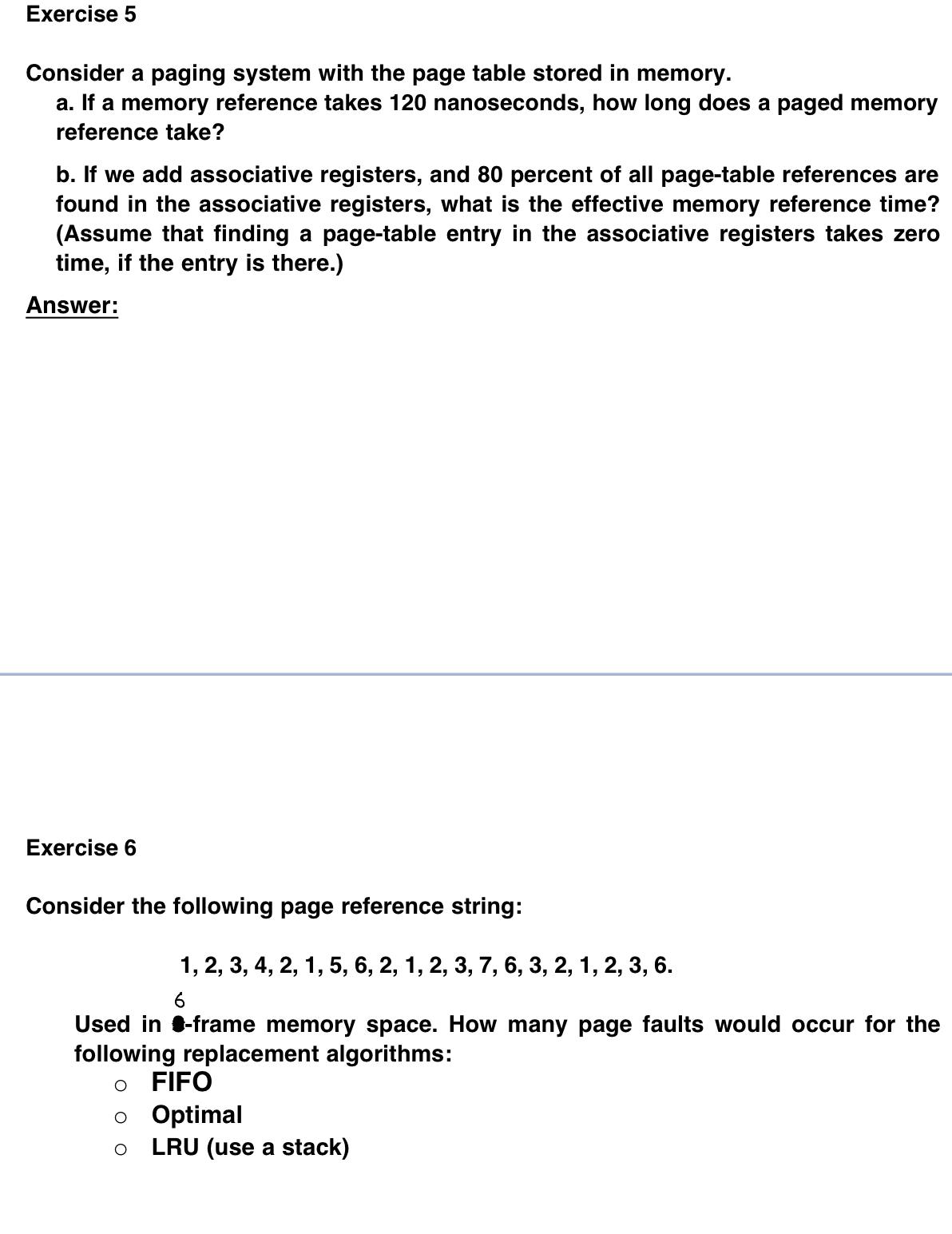 Solved Exercise 5Consider a paging system with the page | Chegg.com
