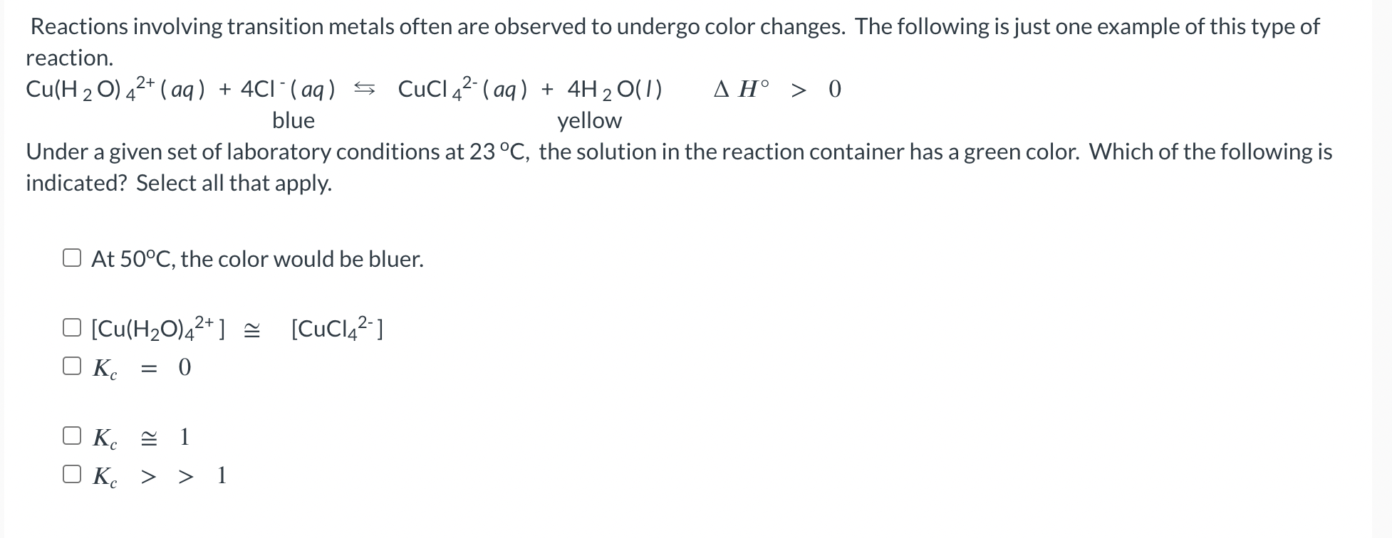 Solved Reactions involving transition metals often are | Chegg.com