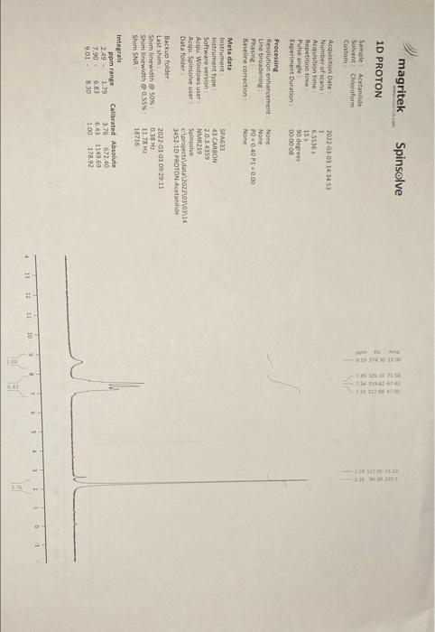 Solved Please annotate the given NMR Spectra of Acetanilide | Chegg.com Solved Please annotate the given NMR Spectra of Acetanilide | Chegg.com