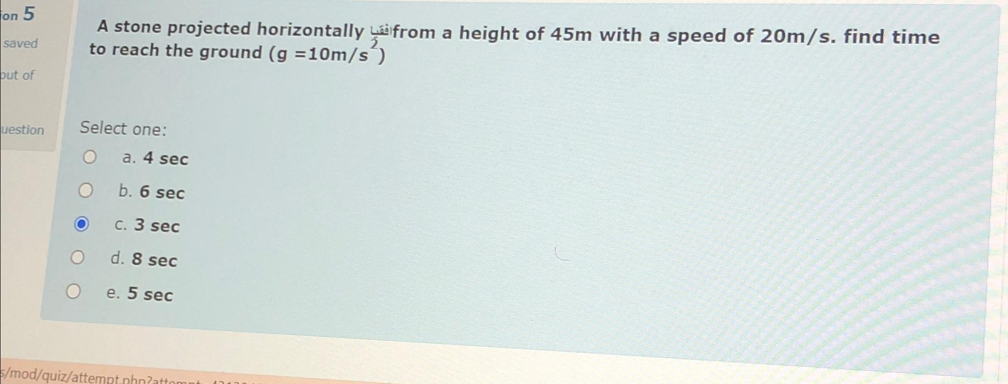 Solved A stone projected horizontally Laiffrom a height of | Chegg.com