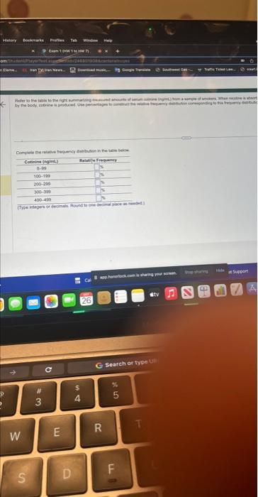 Solved \begin{tabular}{|cc} \hline Cotinine (ng/mL) & | Chegg.com