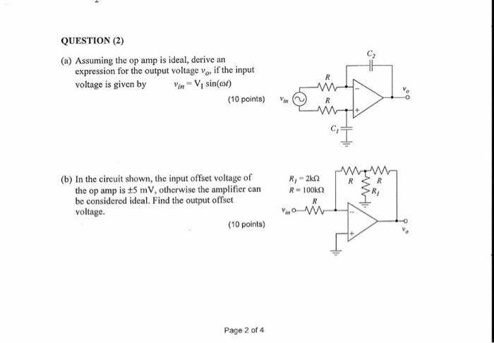 Solved QUESTION (2) (a) Assuming the op amp is ideal, derive | Chegg.com