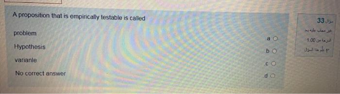 Solved A proposition that is empirically testable is called | Chegg.com