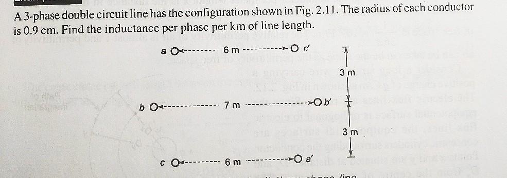Solved A 3-phase double circuit line has the configuration | Chegg.com