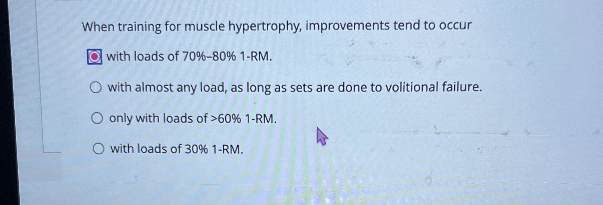 Solved When training for muscle hypertrophy, improvements | Chegg.com