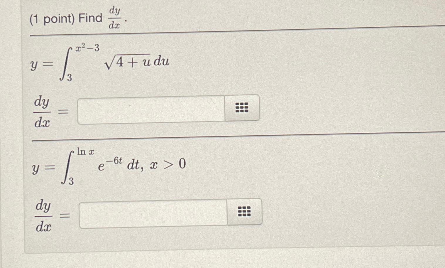 Solved (1 ﻿point) ﻿Find | Chegg.com