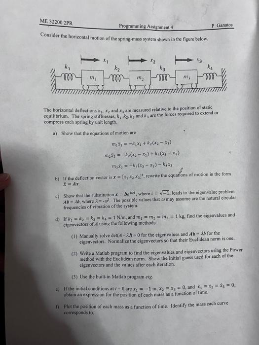 Solved Consider the horizontal motion of the spring-mass | Chegg.com