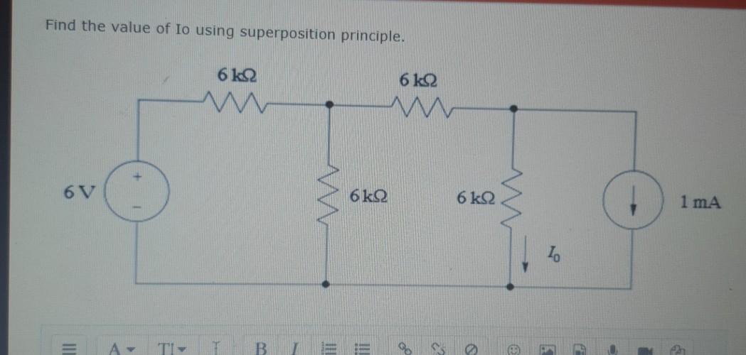 Solved Find the value of Io using superposition principle. | Chegg.com