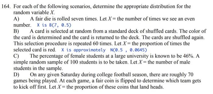 Solved 64. For each of the following scenarios, determine | Chegg.com