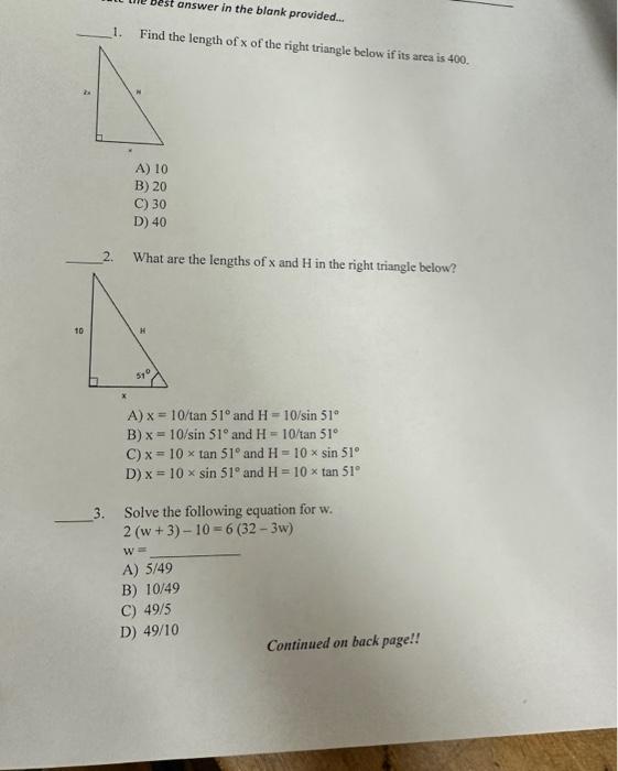 Solved 1. Find the length of x of the right triangle below | Chegg.com