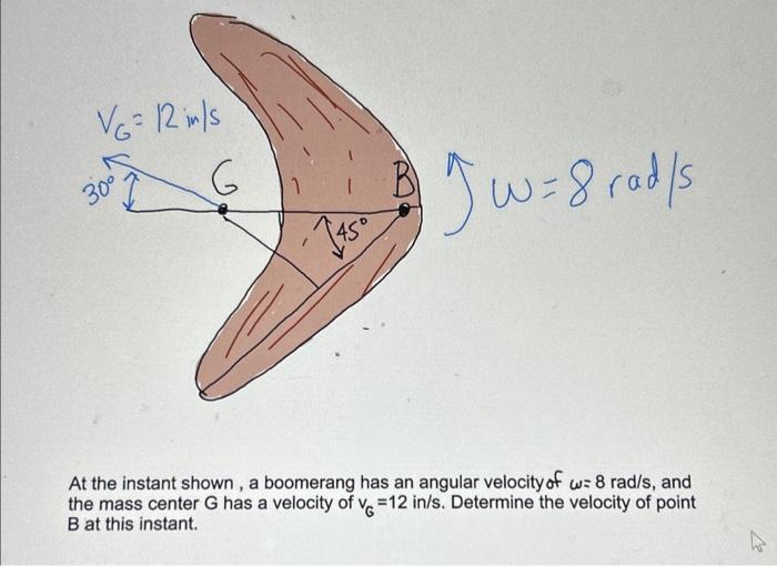 Solved At the instant shown, a boomerang has an angular | Chegg.com