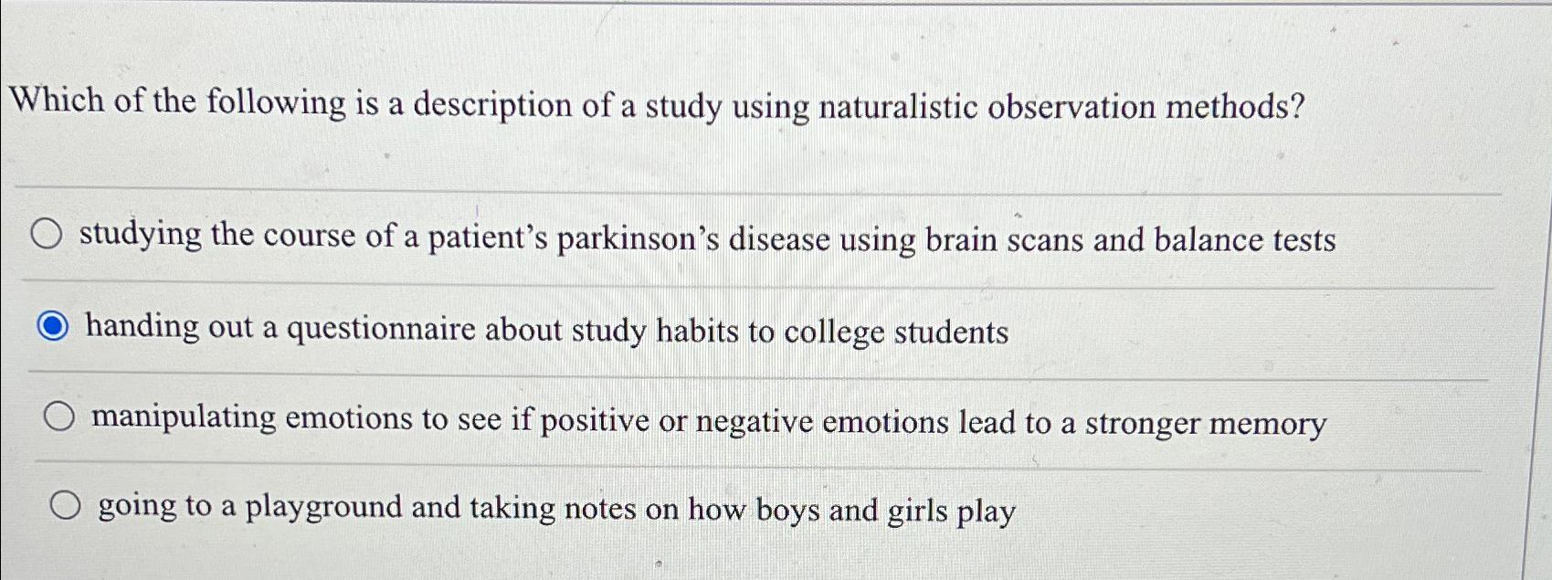 Solved Which of the following is a description of a study | Chegg.com