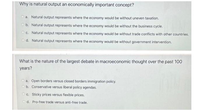 Solved Why is natural output an economically important | Chegg.com