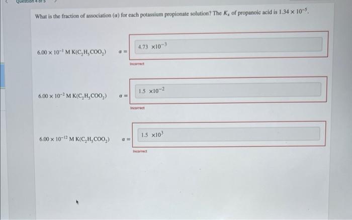 Solved What is the fraction of association (a) for each | Chegg.com