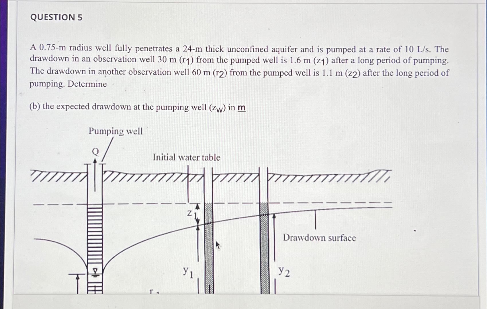 Solved QUESTION 5A 0.75-m ﻿radius well fully penetrates a | Chegg.com
