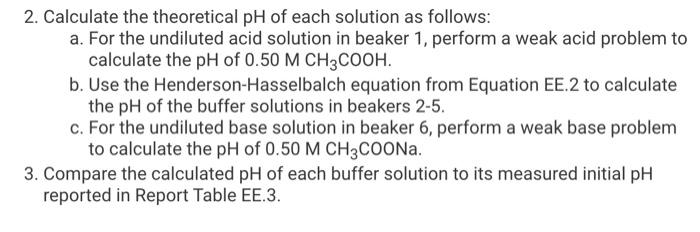Solved 2. Calculate the theoretical pH of each solution as | Chegg.com