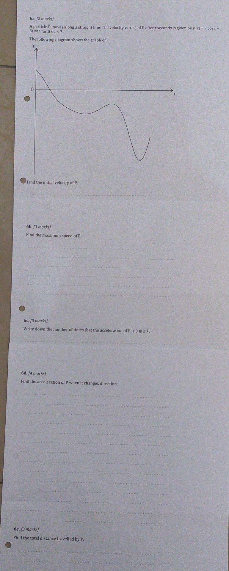 Solved 6a 2 ﻿marks A Particle P ﻿moves Along A Straight