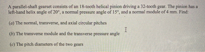Solved A parallel-shaft gearset consists of an 18-tooth | Chegg.com