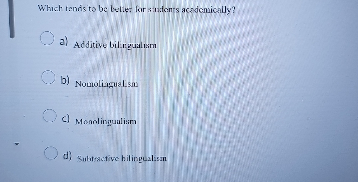 Solved Which tends to be better for students academically?a) | Chegg.com