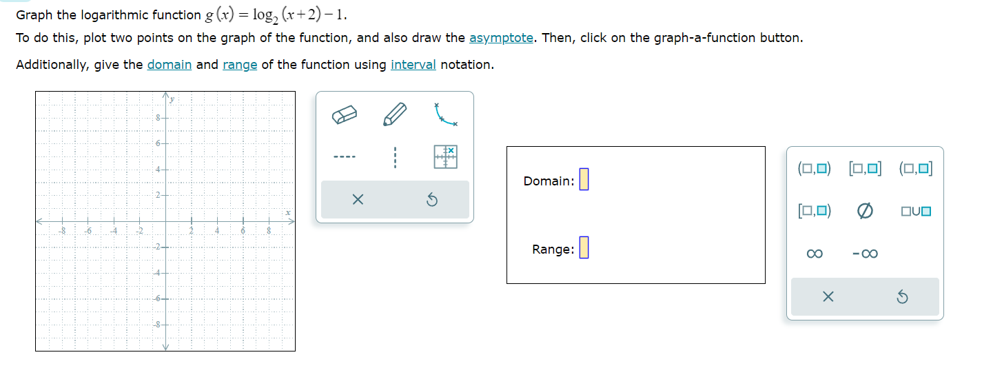 Solved Graph the logarithmic function g(x)=log2(x+2)-1.To do | Chegg.com
