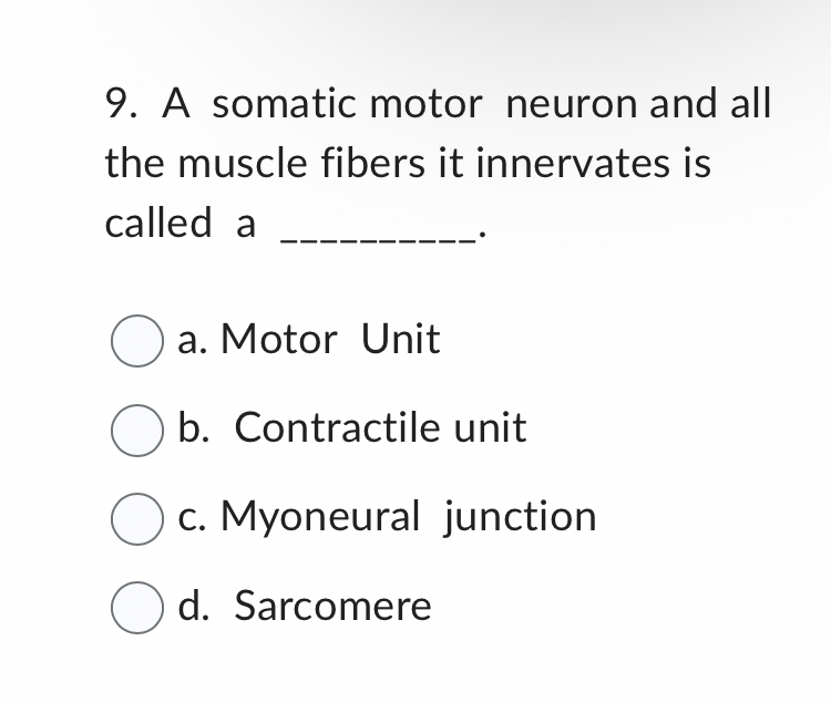 Solved A somatic motor neuron and all the muscle fibers it | Chegg.com