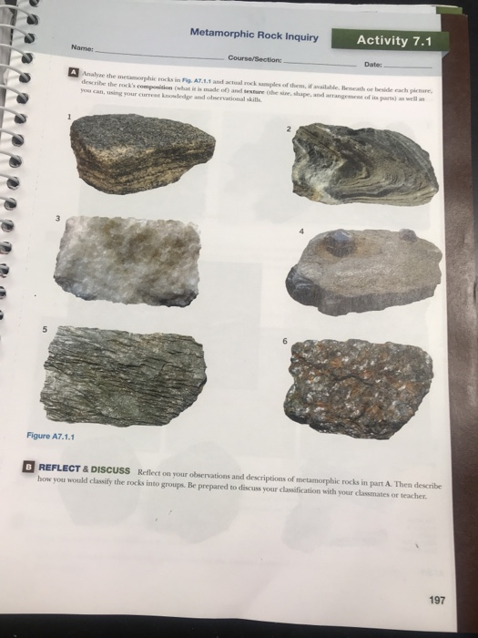 Solved Metamorphic Rock Inquiry Activity 7.1 Name | Chegg.com