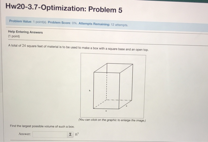 Solved Hw20-3.7-Optimization: Problem 5 Problem Value: 1 | Chegg.com